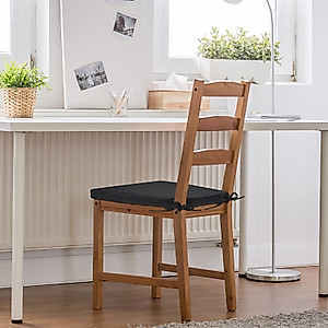 Qunclay 8 Pack Black Chair Seat Cushions Pads for Dining Chairs, Soft Foam Chair Cushion Pads with Ties and Washable Cover Non Slip for Room Kitchen Desk, 16 x 16.5 Inch