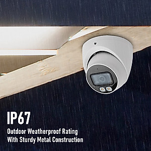 R-Tech 2MP TVI Turret Dome Security Camera with HD Night Color Vision, Analog Camera, IP67 Outdoor Weatherproof, 4-in-1 AHD/CVBS/CVI/TVI/– 2.8mm Fixed Lens – White