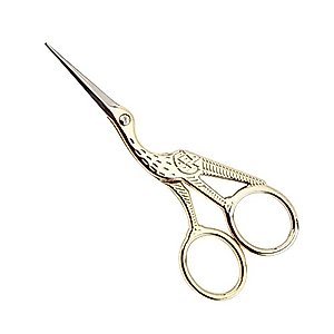BIHRTC 4.5" Stainless Steel Sharp Tip Classic Stork Scissors Crane Design Sewing Scissors DIY Tools Dressmaker Shears Scissors for Embroidery, Craft, Needle Work, Art Work & Everyday Use (Gold)