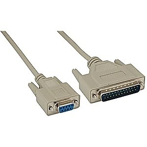 AYA DB9 (9-Pin) Female to DB25 (25-Pin) Male Serial Null Modem Cable (6Ft)