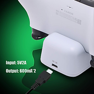PS5 Charging Station, PS5 Accessories for Dual Controllers with USB C Cable and LED Indicator (Gray)