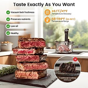 BLITZHOME Sous Vide Cooker, Compact Sous Vide Machine 1000W with Recipes, Accurate Temperature & Timer, Ultra Quiet Stainless Portable Precision Immersion Circulator