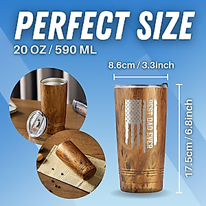 Onebttl Best Dad Ever Tumbler, Gifts for Father's Day, Birthday, Christmas from Daughter, Son, Wife, Stainless Steel Travel Mug 20oz, Wood Pattern