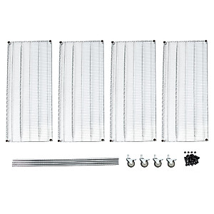 4-Tier Adjustable Wire Shelving with Wheels, 24"Dx60"Wx58"H Storage Shelves Heavy Duty Metal Shelves for Kitchen Organization, Garage Storage, Laundry Room, 440 lbs Each Tier Load Capacity