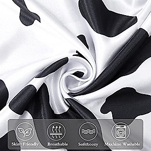 Nttspring Satin Pillowcase for Hair and Skin,King Size Pillow Cases 2,Silky Cow Print Pillow Cases Set of 2 Soft&Cozy Silk Satin Pillow Cases for Women 2 Pack with Envelope Closure(20x36,Cow)