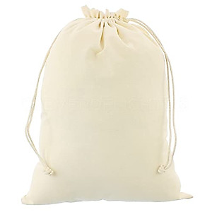 CleverDelights Cotton Bags - 12" x 16" - 10 Pack - Premium Muslin Drawstring Bag