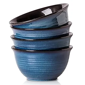 Hasense Ceramic Soup Bowls Set of 4, 40 Ounce Large Cereal Bowls for Kitchen, Deep Serving Bowls for Salad Pasta Ramen Pho Popcorn, Dishwasher Microwave Safe, Navy Blue