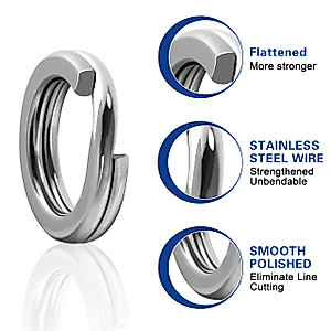 OROOTL Fishing Split Rings Kit, 200pcs Stainless Steel Double Split Rings Heavy Duty Flat Wire Ring Loop for Fishing Lure Hook Connector Freshwater Saltwater Terminal Tackle Accessories