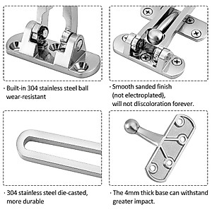 Tidorlou Door Lock Latch for Home & Hotel Security,Brushed Finish SUS-304 Stainless Steel Door Chain Lock,U-Swing Locks Front Door Locks for Kids (Silver)