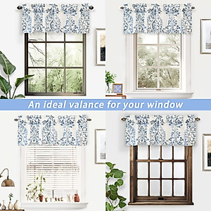 DriftAway Damask Curtains Valances for Windows 2 Pack Farmhouse Style Floral Medallion Patterned Samantha Valance for Living Room Bedroom 52 Inch by 18 Inch Plus 2 Inch Header Dusty Blue