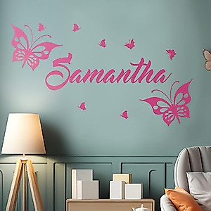 Cryptonite Butterflies Baby Room Decor | Custom Name Wall Decal | Available In Three Sizes | Ready To Use | Fully Customizable With Name, Color, Design And Size | Non-Toxic | Wall Decor Easy To Apply Nursery Wall Decal (Wide 22"x 14" Height)
