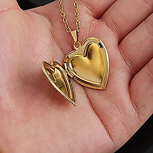 YALLNASL Gold Heart Locket Necklace for Women Adults with Picture Locket Pendant Photo Necklace Heart Locket Necklace that Holds Pictures Necklaces for Men Women Necklace Gift