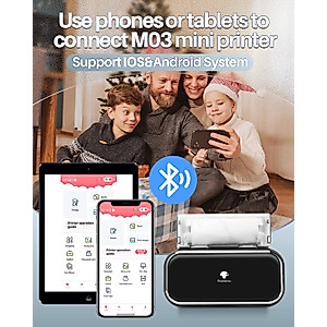 Memoqueen M03 pocket printer - Mini Thermal Printer Bluetooth Mobile Portable Printer Sticky Note Printer Photo Printer, Compatible With 53mm(2inch)/80mm(3inch) Paper, Best for notes, photo&list,white