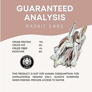 Dehydrated Rabbit Ears for Dogs & Cats - Furry Rabbit Ear Dog Treats - USA Sourced Whole Rabbit Ears with Fur for Dogs - Rawhide Alternative - 100% Single Ingredient Furry Rabbit Ears (6 Count)
