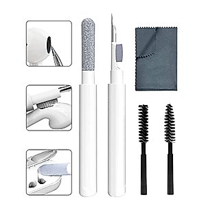 Cleaner Kit for Airpods, Zapica Multi-Function Cleaning Pen for Airpod Pro with Plush Cloth for Earbuds, Earphone, iPod, iPhone, iPad, Laptop Cleaning Tools (White)