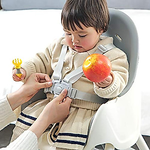 KESAIH High Chair, Height Adjustable High Chairs for Babies and Toddler with Easy-Clean Pu Cushion, Removable Tray, Adjustable Feet, 5 Point Safety Harness, Modern Toddler High Chair （Grey）1