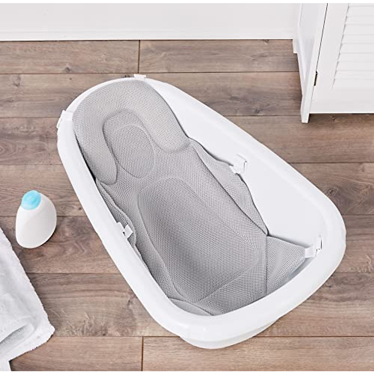 Regalo Baby Basics 3-in-1 Grow with Me Bath Tub, Adjustable As Your Baby Grows, Includes Foam Padded Air Mesh Sling, Drying Hook,