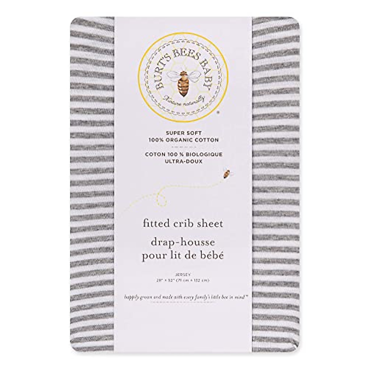 Burt's Bees Baby - Fitted Crib Sheet, Girls Boys & Unisex 100% Organic Cotton Crib Sheet for Standard Crib & Toddler Mattresses