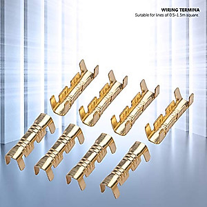 100 pcs Brass Connectors Kit, Male and Female Spade Quick Splice Quick Electric Wiring Butt Connector for for Car Audio Speaker AWG 22-14 Gauge