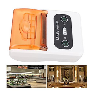 Bluetooths Thermal Receipt Printer, 58mm Handheld POS Inkless Receipt Printer, Portable Small Thermal Printer for Small Business Office Retail Store Restaurant (Orange White)