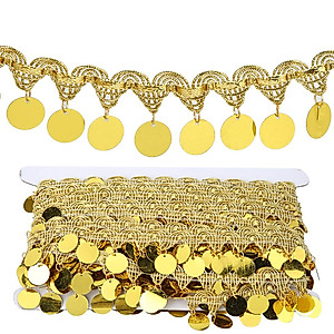 Belly Dance Hip Scarf, 10 Yards Belly Dance Tassel with Bling Sequins, Belly Dance Costume Accessory for Women