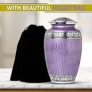 Forever Lane Cremation Urns for Adult Ashes - Handcrafted Large Urn, Burial - Urns for Human Ashes Adult Female Or Male, Funeral Decorative Urn - Up to 200 Lb. (Purple)