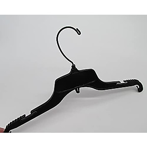 NAHANCO 24400BH Floor Ready Plastic Shirt/Dress Hanger with Black Swivel Hook, Coordinate Loop and Molded Non-Slip Shoulders, 15", Black (Pack of 100)