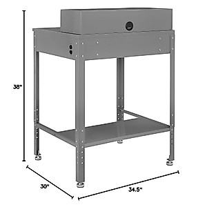 Flat Top Shop Desk w Pigeonhole Compartments, 34-1/2"W x 30" D, Gray