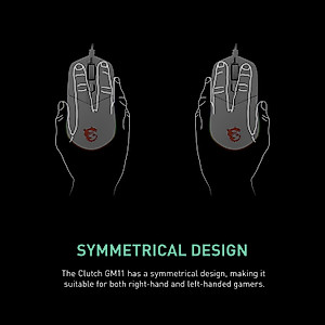 MSI Clutch GM11 White Gaming Mouse, 5000 DPI, 10M Omron Switches, Optical Sensor, Symmetrical Ergonomic Design, RGB Mystic Light Compatible,Black