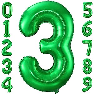 Dark Green Number 3 Balloon,40 Inch Green 3 Balloon Number,Large Mylar Foil Helium Number 3 Balloons for Birthday Party Celebration Decorations Graduations Anniversary