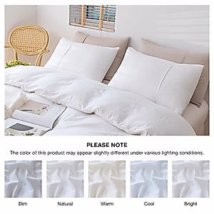 Levoo 100% Linen Duvet Cover Queen Size Pure Natural French Flax Linen Duvet Cover Soft Comfy Breathable Durable 3 Pcs Linen Bedding Set with 1 Duvet Cover Linen 2 Linen Pillowcases (Queen, White)