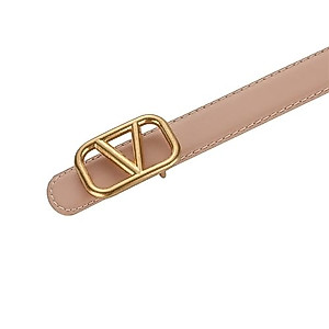 RLINEA Women's Casual Genuine Leather Belts For Jeans Dress Set Coat Pants, Fashion Waist Belts With V-Style Gold Buckle (Color : Coffee, Size : 26"-36" Waist Adjustable)