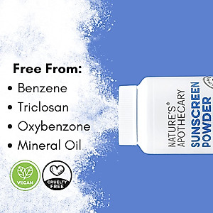 All-Natural, Benzene Free, Non Nano Zinc Oxide Sunscreen Powder SPF 30 - Water & Sweat Resistant, Reef & River Friendly, Hypoallergenic, Biodegradable, Made in USA by Nature's Apothecary