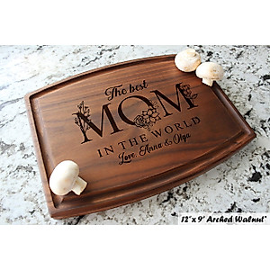 Personalized Cutting Board, Custom Mother's Day, Baby Shower or Birthday Gift Idea, Wood Engraved Charcuterie, for Parents and Grandmas, Floral Mom Design 110