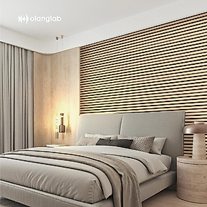Olanglab Wood Panels for Wall, 4 Pack Wood Slats Wall Panel, 94.48"x 12.59"x 0.82" Each Acustic Wood Wall Panel, 3D Wall Panels for Interior Wall Decor, (Warm Oak)