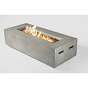 Living Source Propane Outdoor Fire Pit [CM-1012C] | Rectangular Gas Fire Table Table for Balcony,Courtyard, Balcony,Terrace and BBQ |Low Height Fireplace| (Natural Concrete, Size:- 6" Hx42 Wx20 D)