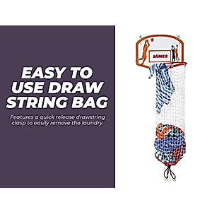 Etna Over the Door Basketball Laundry Hamper -Space Saving Hanging Laundry Hamper with Metal Ring, Backboard, Drawstring Bag-Fun Laundry Hamper to use in Kids Room, Dorm Rooms, Dunk Away Dirty Laundry