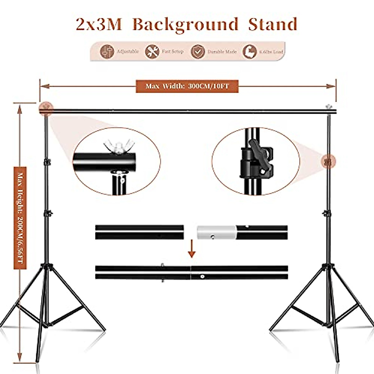 Walk Fly 7x10FT Muslin Backdrop Screen Kit, Photography Continuous Lighting and Collapsible Backdrop Stand Set, Background Support System with 20" x 27" Softbox Light for Photo Video Studio Shooting