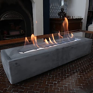 ROUNDFIRE Large Rectangle Tabletop Fire Pit - Portable Bioethanol Fireplace for Indoor & Garden (Classic Finish)