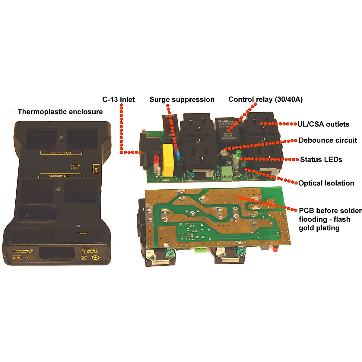 Iot Relay - Enclosed High-Power Power Relay for Arduino, Raspberry Pi, PIC or WiFi, Relay Shield