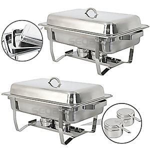 Elegant Design Durable Frame 4 PACK CATERING STAINLESS STEEL Welded CHAFER CHAFING DISH SET 8 Quart PARTY PACK Buffets, Hotel Breakfast Area, Brunches, Wedding Banquets Mirror Dripless Water Pan
