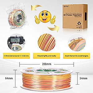 SUNLU Rainbow Silk PLA+ 3D Printer Filament PLA Rainbow 3D Printer Filament, 3D Printing PLA+ Filament 1.75mm, 1kg(2.2LBS) Spool, Rainbow