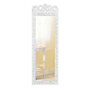 OBIOZZ Bedroom Floor Standing Mirror Elegant White Wall Mirror Wood White, Beautiful Living Room Decorations, Modern Design Full-Length Mirror