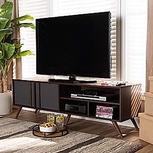 Baxton Studio TV Stands, Grey/Walnut