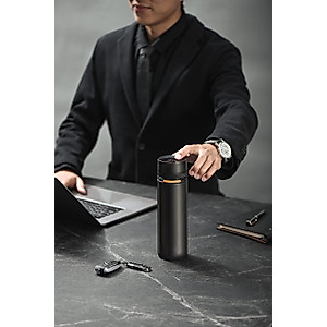 Rehydr8-Stainless Steel Water Bottle 17oz Thermos Coffee Flask Hydro Jug With Tea Infuser w/ LED Temperature Display and Carrying Strap Stay Cold/Hot~24Hour-White