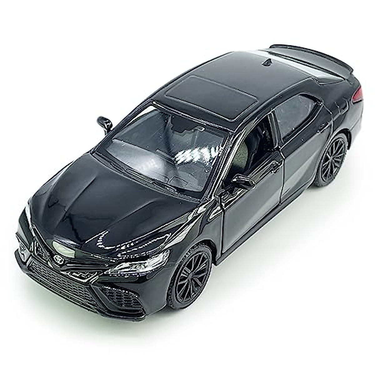 Camry XSE 2022 Model Car 1/36 Scale Diecast Toy Cars Metal Alloy Children’s Die-cast Vehicles, Pull Back Doors Open, Black Rim, Collection for Men, Kids Toys for Boys Gifts, Black