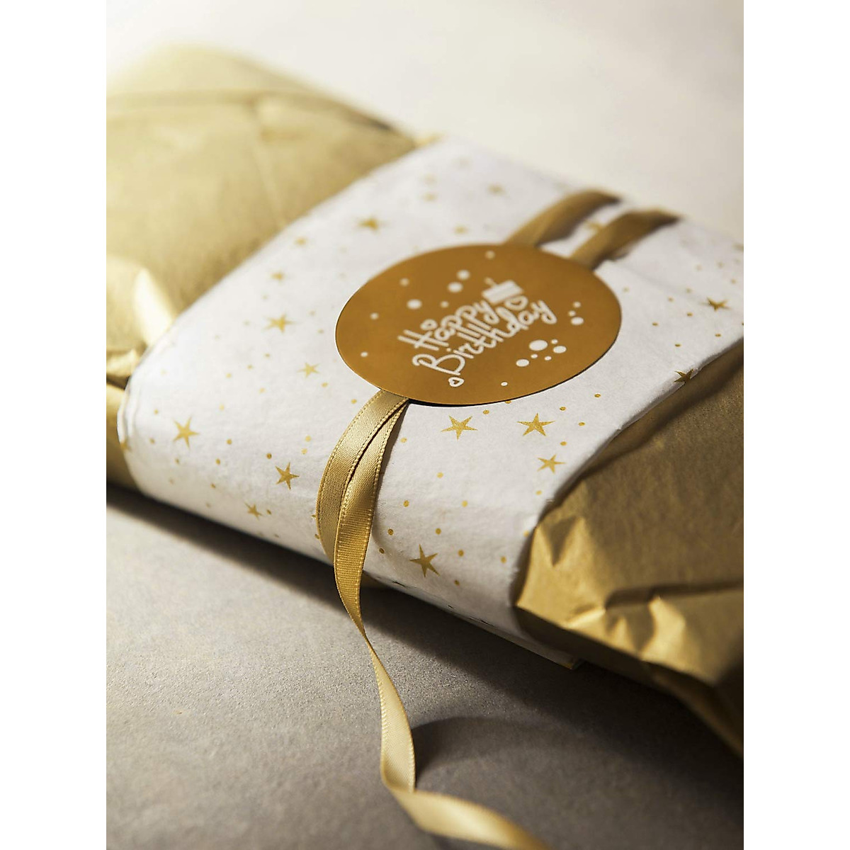 RUSPEPA Gift Wrapping Tissue Paper - Metallic Gold Tissue Paper for DIY Crafts,Pack Bags - 19.5 x 27.5 inches -25 Sheets
