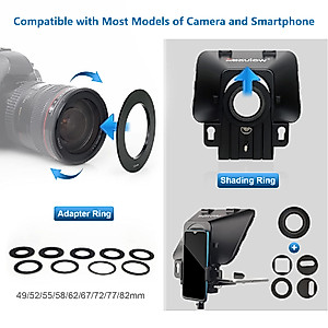 Desview T3 Teleprompter for iPad Tablet Smartphone Up to 11 inch, 70/30 Beam Splitter Glass Teleprompters Kit with Remote Control for DSLR Camera Video Recording