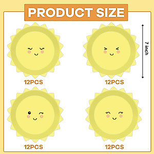 48 Pcs Yellow Sunshine Party Plates First Trip Around The Sun Paper Plates Sunshine Dinner Plates Summer Disposable Tableware for Sun 1st Birthday Party Supplies Baby Shower Birthday Decorations