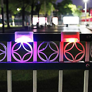 Solar Deck Lights 1 LED Wall Light Outdoor Garden Wall Lighting Fence Light Waterproof Landscape Courtyard Solar Ladder Light Color Changing Light Suitable for Outdoors Celebrations Pack of 4 Pieces